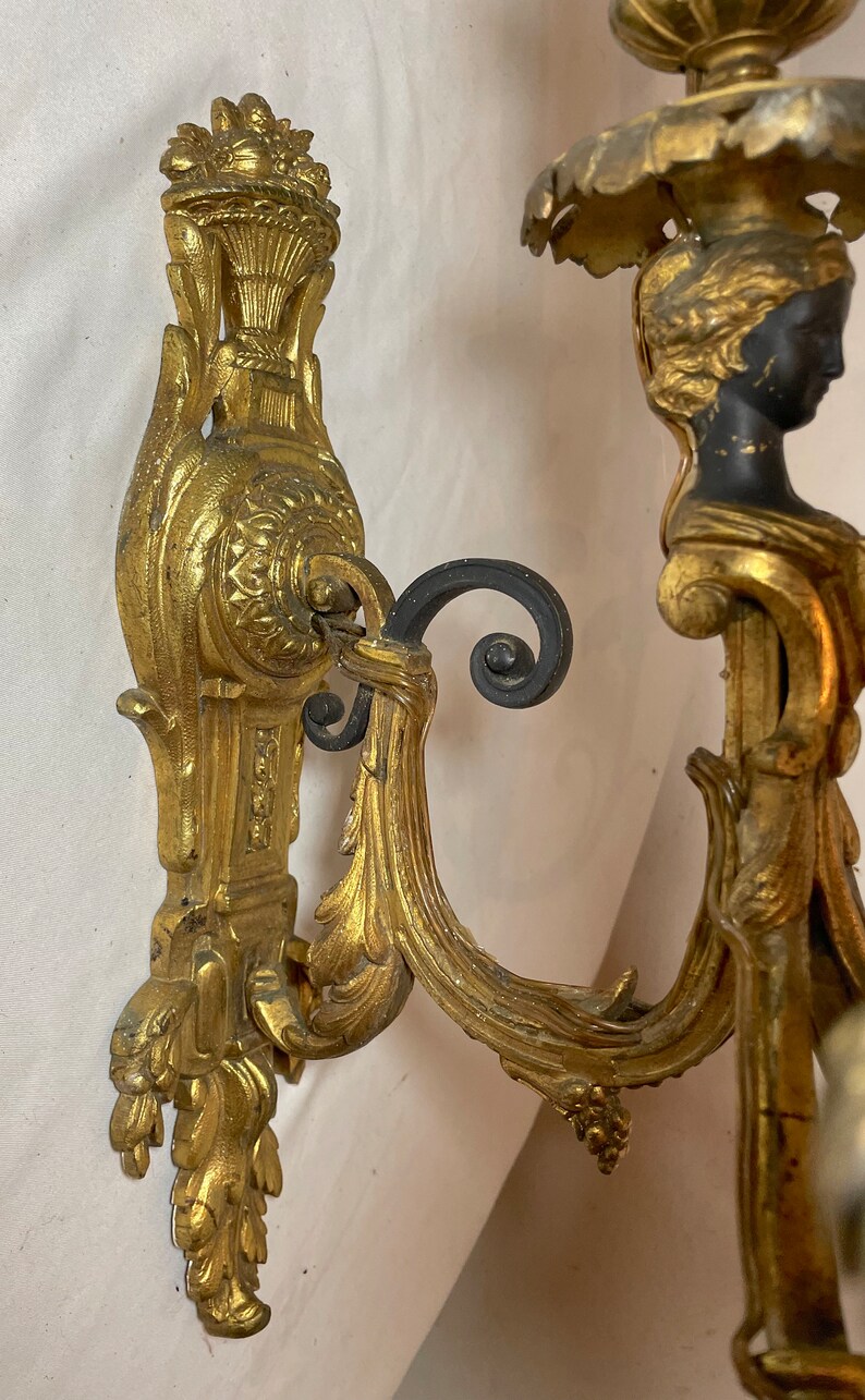 Antique Ornate 19th Century Dore Two Tone Bronze Figural Wall - Etsy