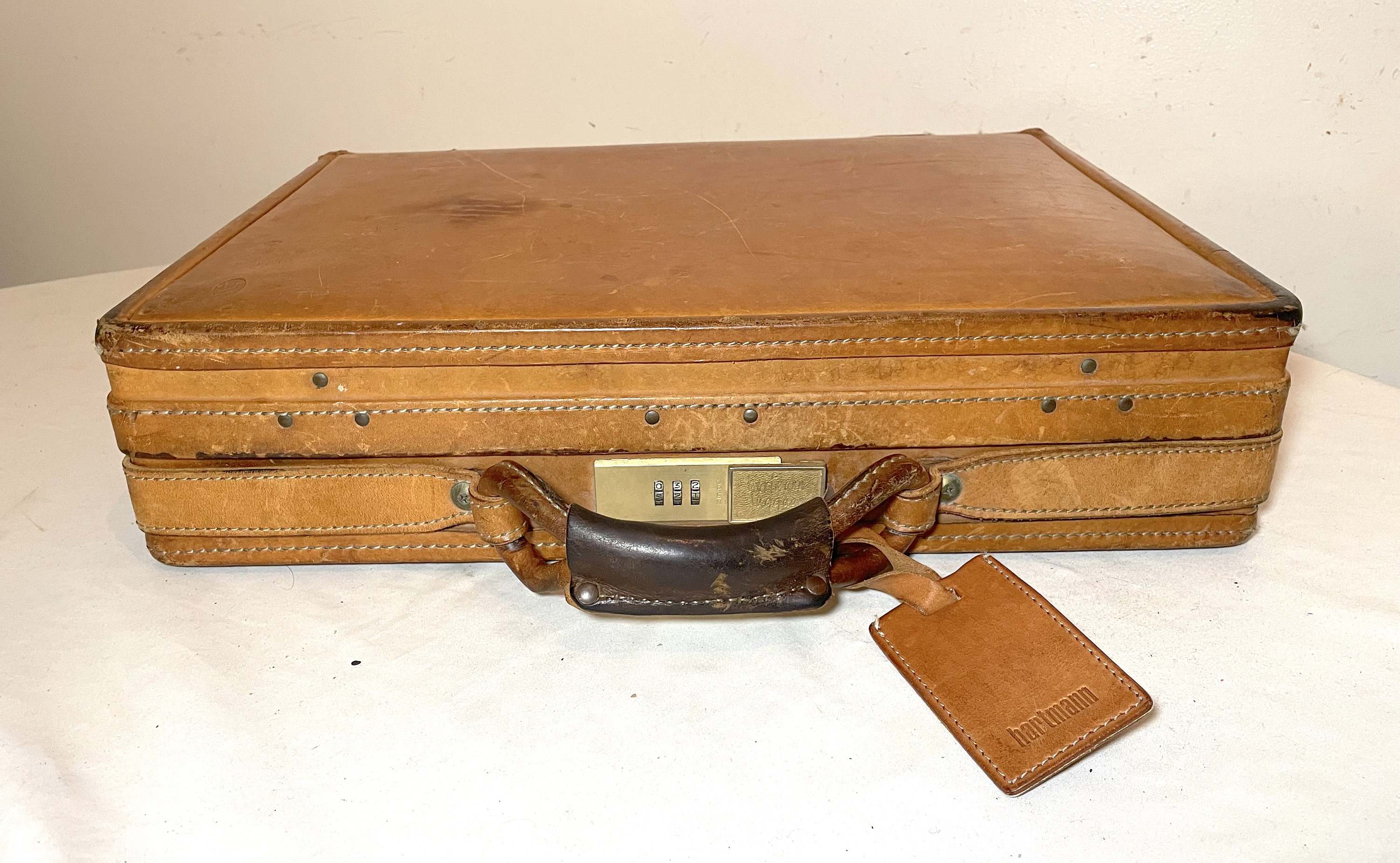 High Quality Antique Leather Brass Hartmann Briefcase Notepad Business ...