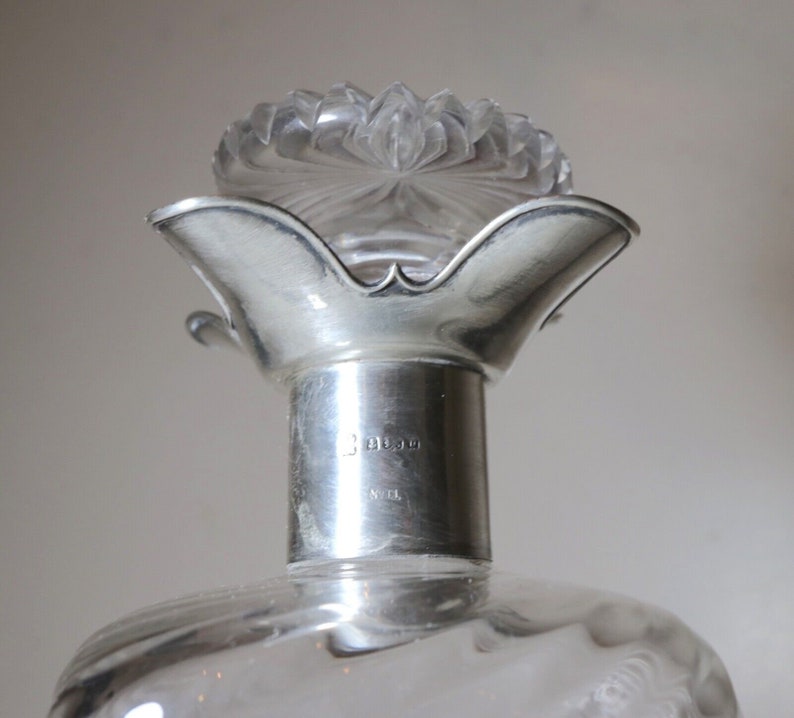 Antique Latham & Morton Blown Glass Sterling Silver Glug Glug Liquor ...