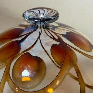 Vintage Hand Blown Signed Detailed Mary Angus Art Glass Iridescent Leaf ...