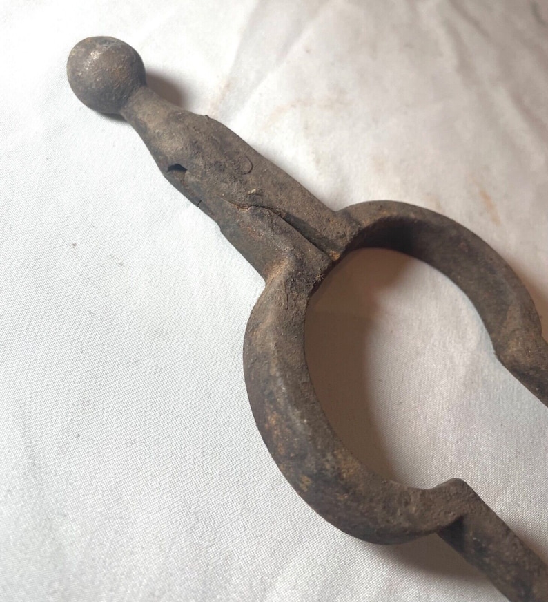 Rare Antique Handmade 18th Century Wrought Iron Fireplace Tongs Tool ...