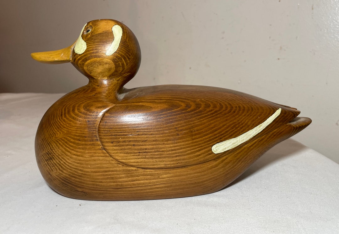 Vintage 1986 Charles Bruno Carved Wood Folk Art Duck Decoy Bird ...