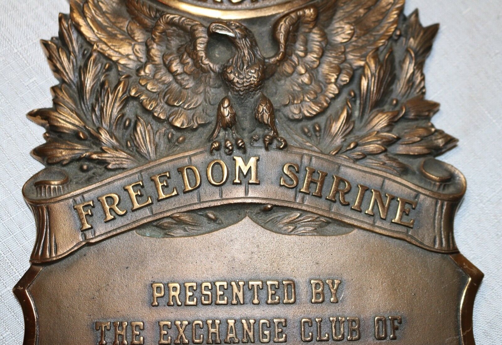 LARGE Vintage Bronze National Freedom Exchange Eagle Presentation Wall ...