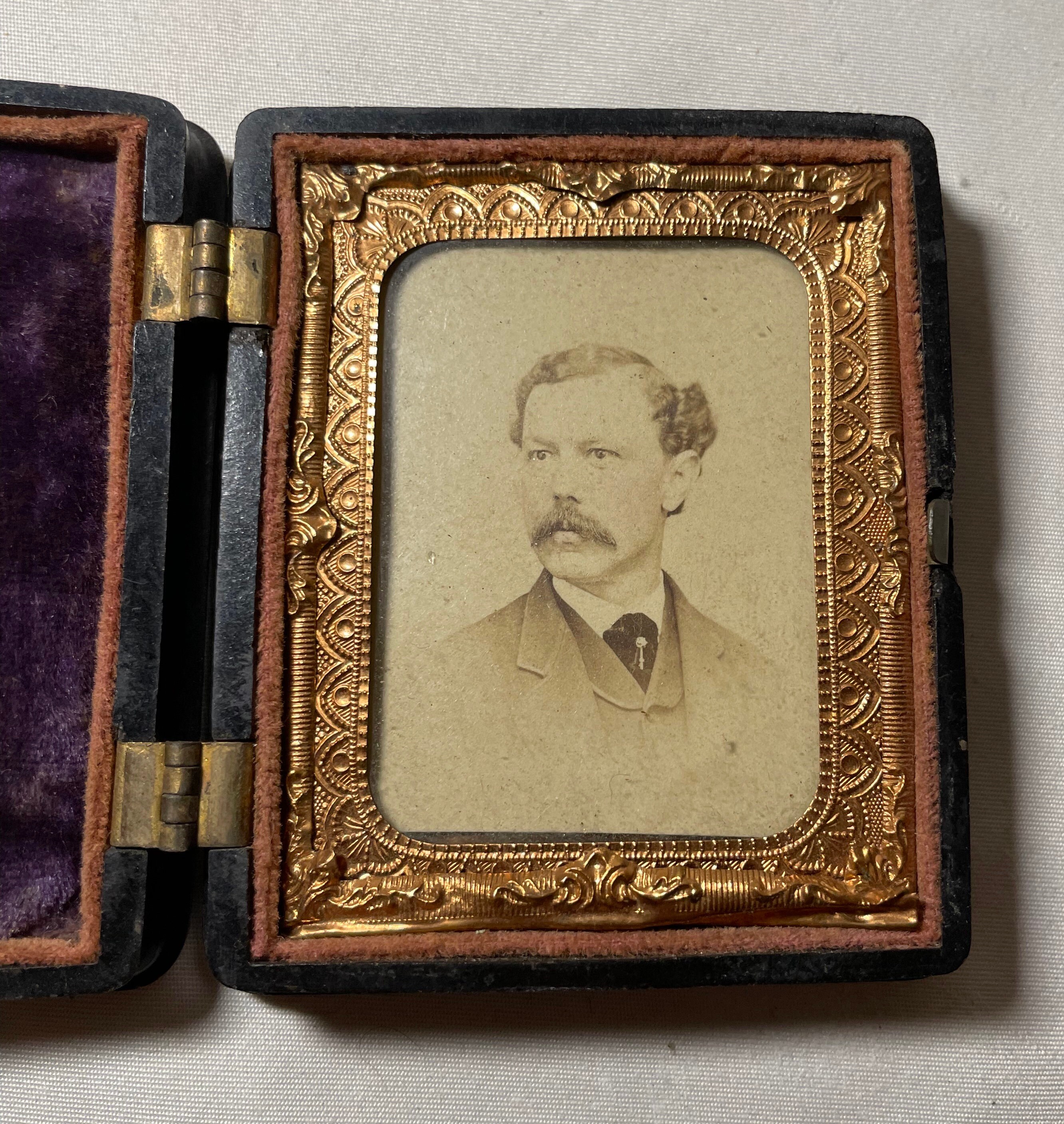 Antique 19th Century Victorian Gutta Percha Case Box Man B & W Photo ...