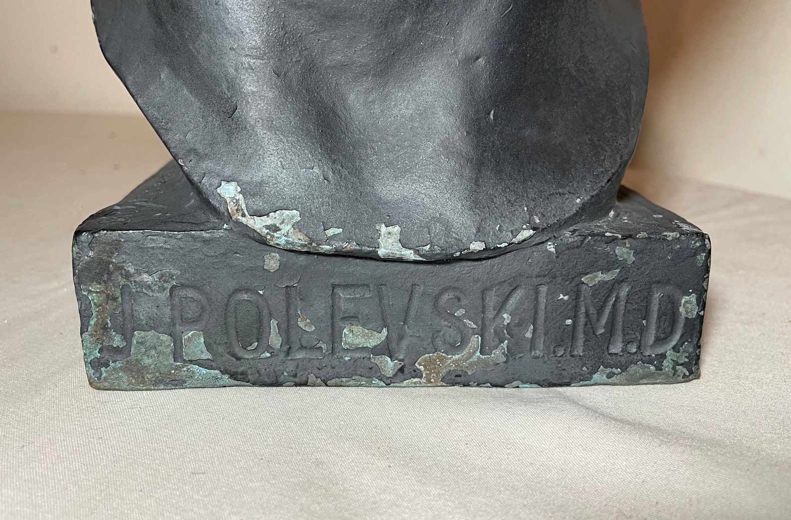 Large 1925 Antique NJ Medical Doctor JACOB POLEVSKI Bronze Statue Bust ...