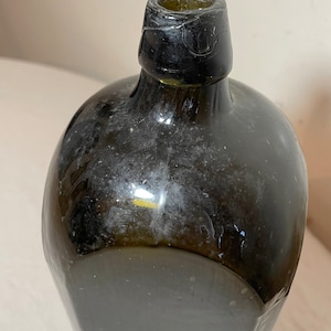 Antique 19th Century Blown 5pc Mold Dutch Olive Green Gin Glass Bottle ...