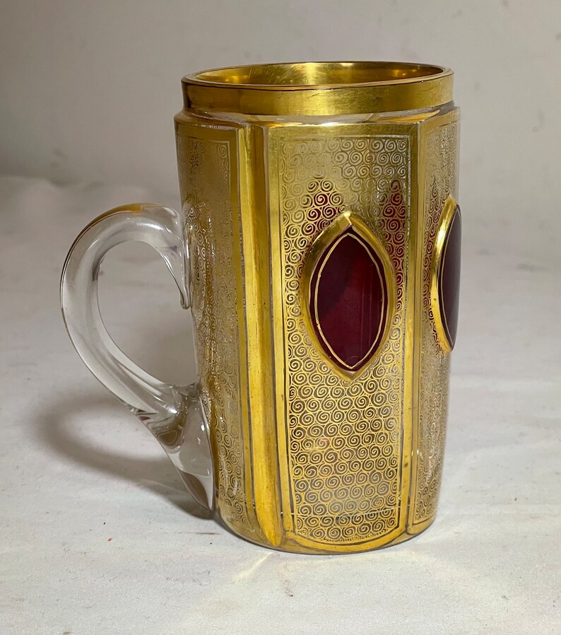 Rare Antique Handmade Moser Jewel Glass Crystal Tea Cup W/ Measurement ...