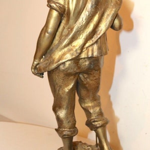LARGE Antique Gold Gilded Metal Sheep Herder Paysan Figural Statue ...