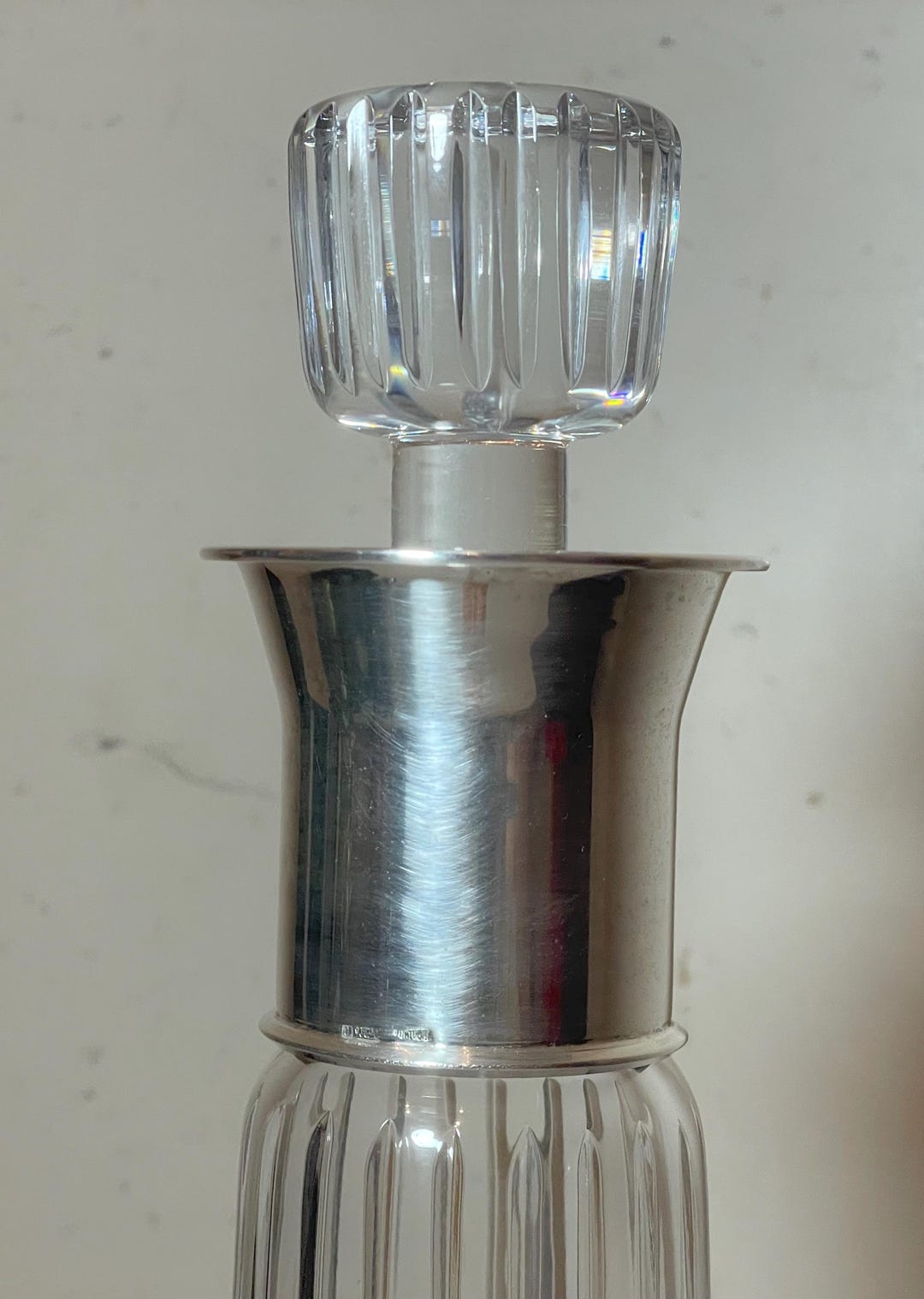 Tall Vintage Mid Century Modern Sterling Silver Crystal Glass Atlantis ...