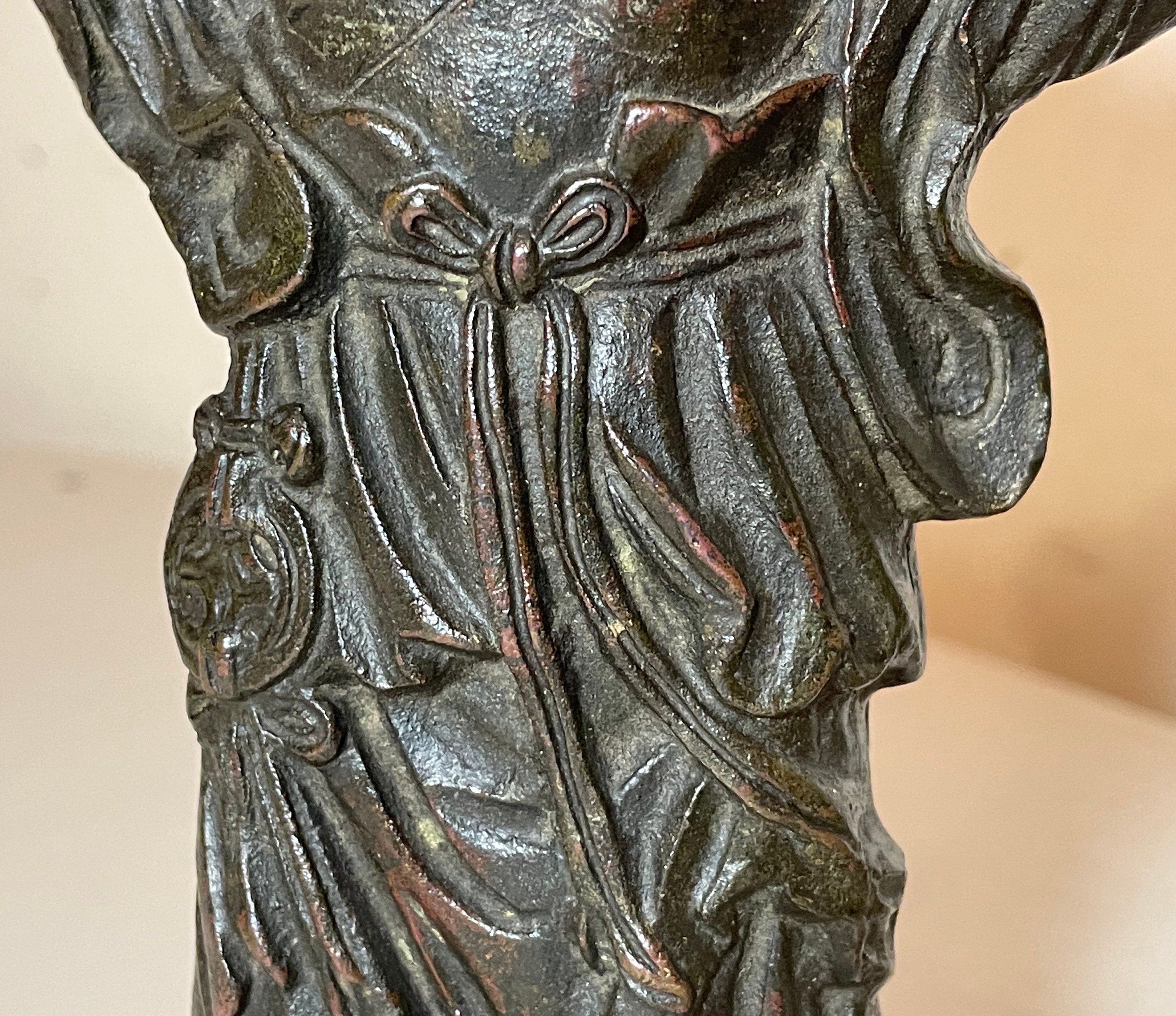 Rare Antique 18th Century Chinese Cast Bronze Figural Boy Fish Statue ...