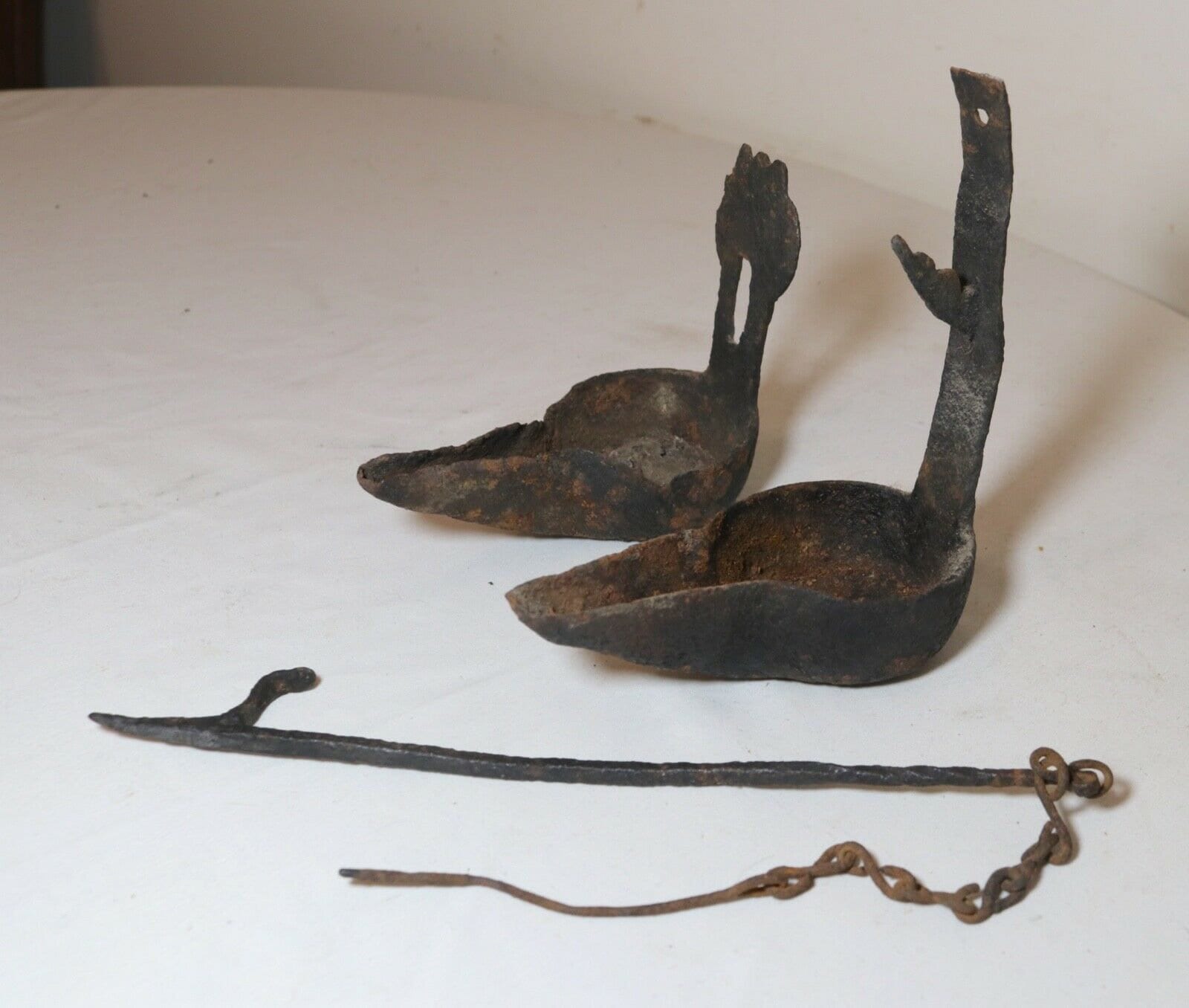 Rare Antique 18th Century Hand Wrought Iron Double Cruise Betty Oil ...