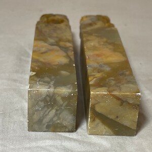 Pair Antique Hand Carved Chinese Hard Stone Chop Seal Block Foo Lion ...