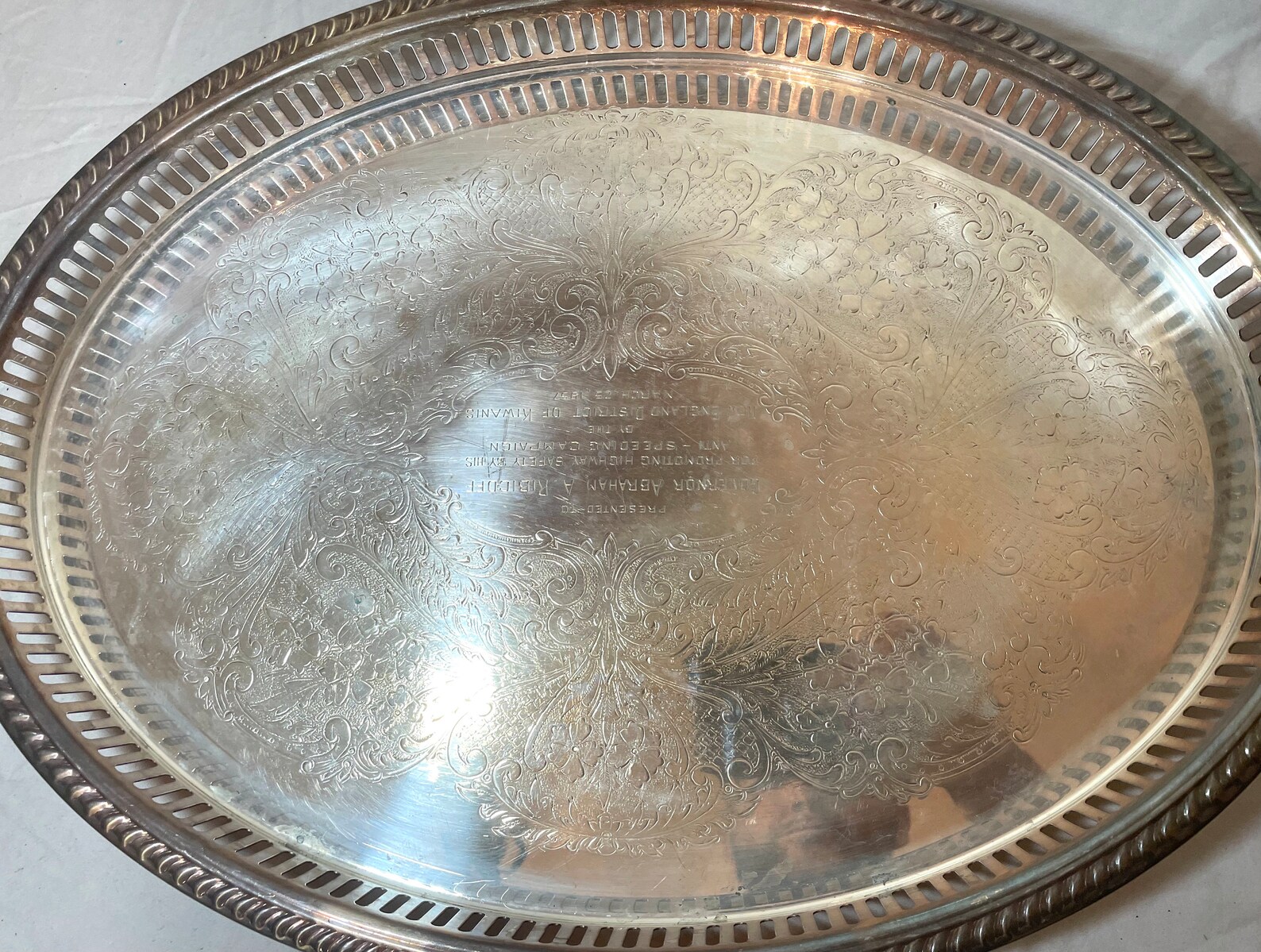 Vintage Engraved Governor Presentation Centerpiece Platter Award Trophy ...