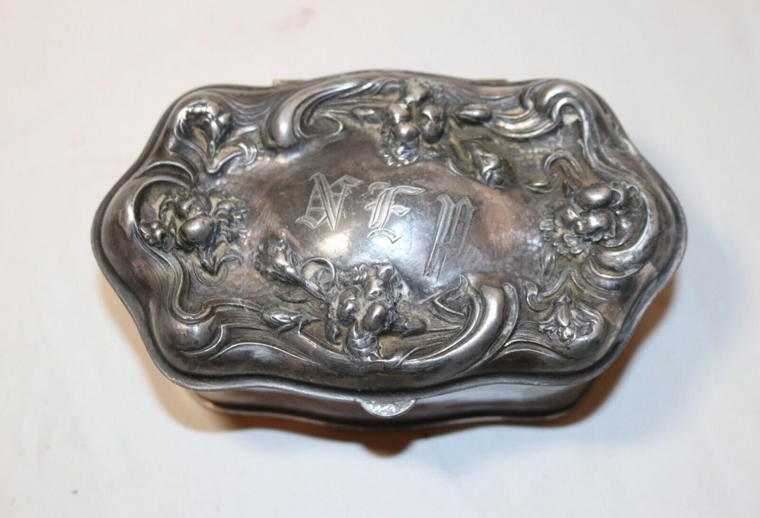 Antique Ornate 1800's Victorian Engraved Silverplate Flower Satin ...