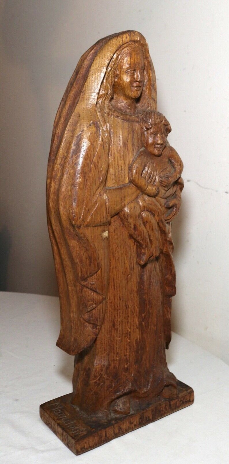Antique Religious Folk Art Mary Jesus Hand Carved Wood - Etsy