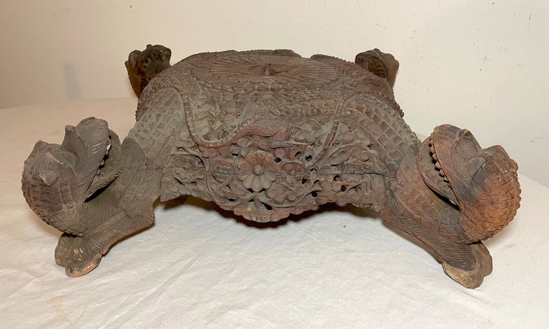 LARGE Antique Hand Carved Anglo Indian Figural Dragon Wood Sculpture ...