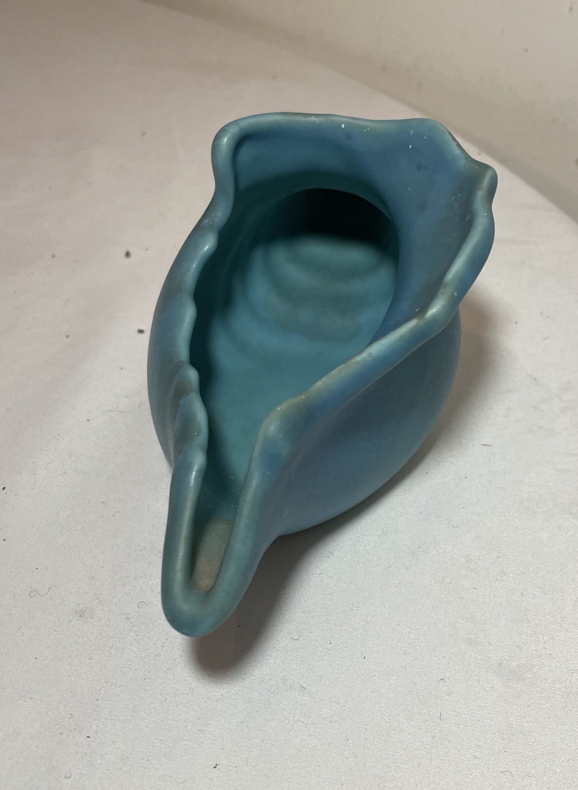Antique Figural Blue Glazed Van Briggle Sea Shell Figural Pottery Vase ...