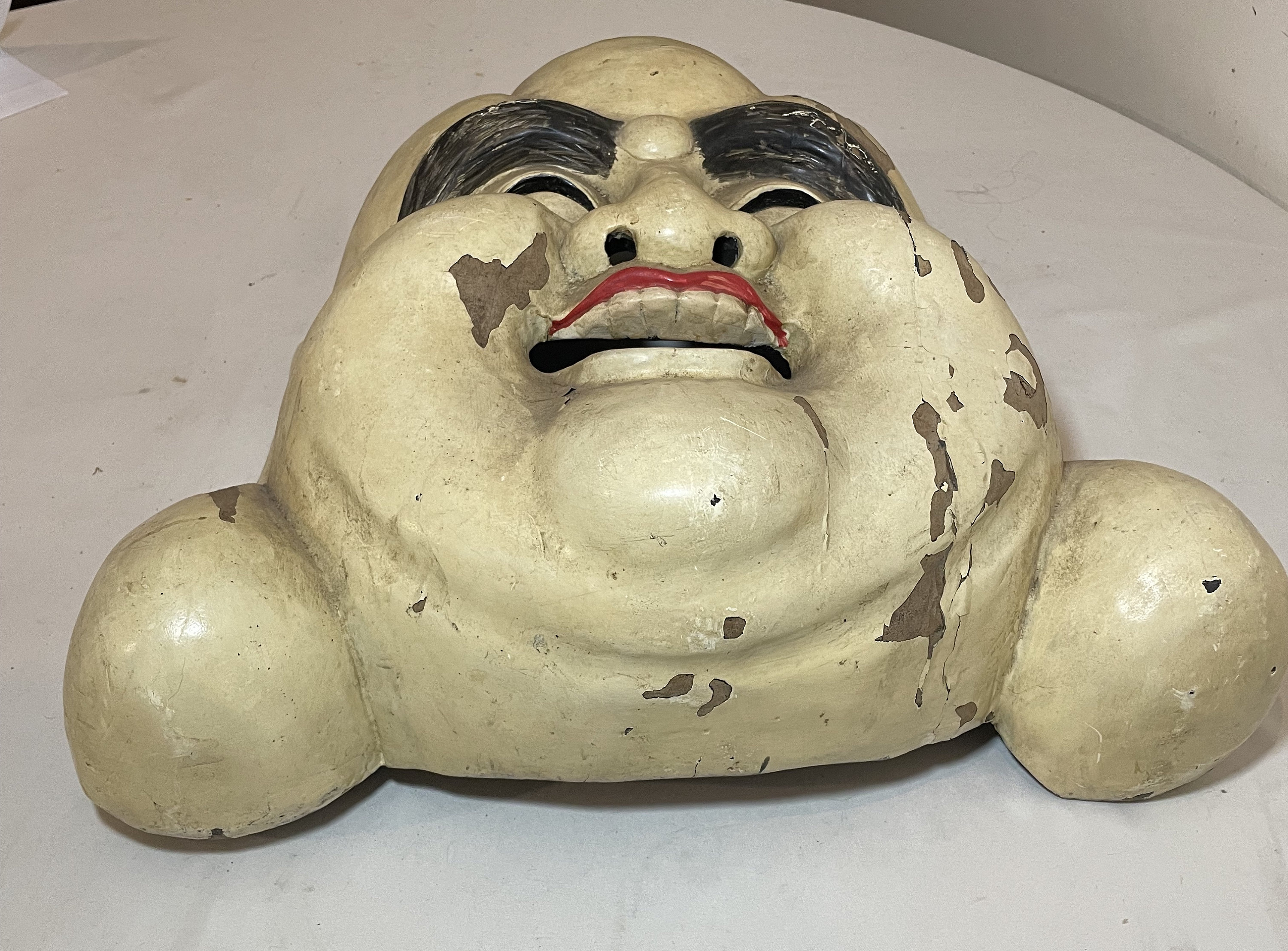 HUGE Rare Antique Hand Carved Wood Chinese Hotei God Mask Wall ...