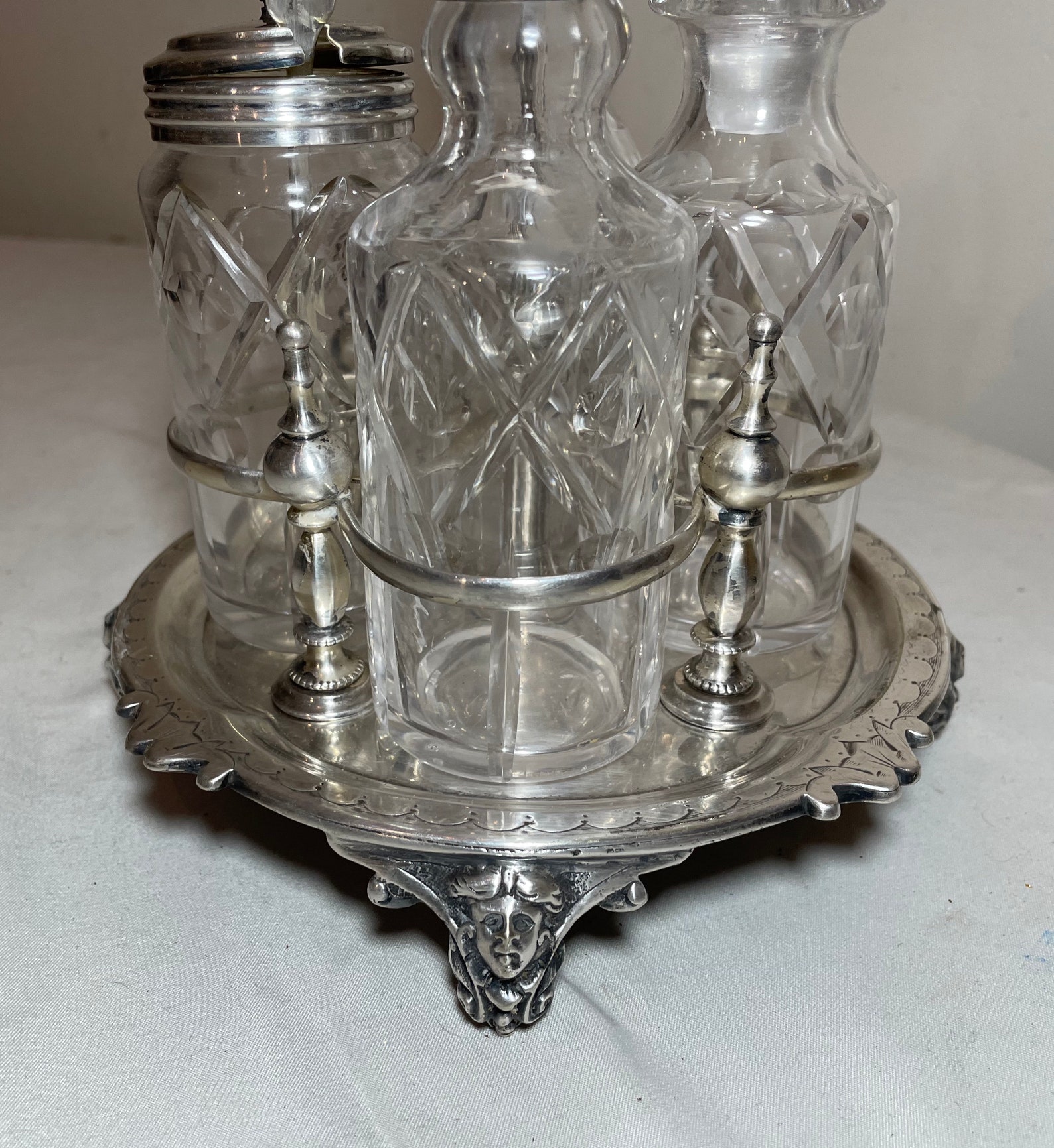 Antique 1800's Ornate Cut Crystal Silver Plate Figural - Etsy