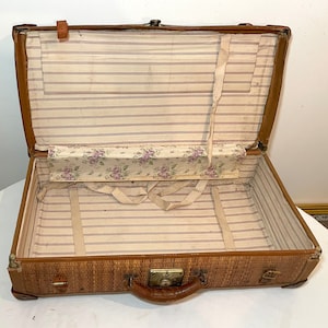 Rare Antique 19th Century Handmade Woven Wicker Leather Brass Travel ...