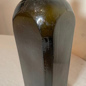 Antique 19th Century Blown 5pc Mold Dutch Olive Green Gin Glass Bottle ...