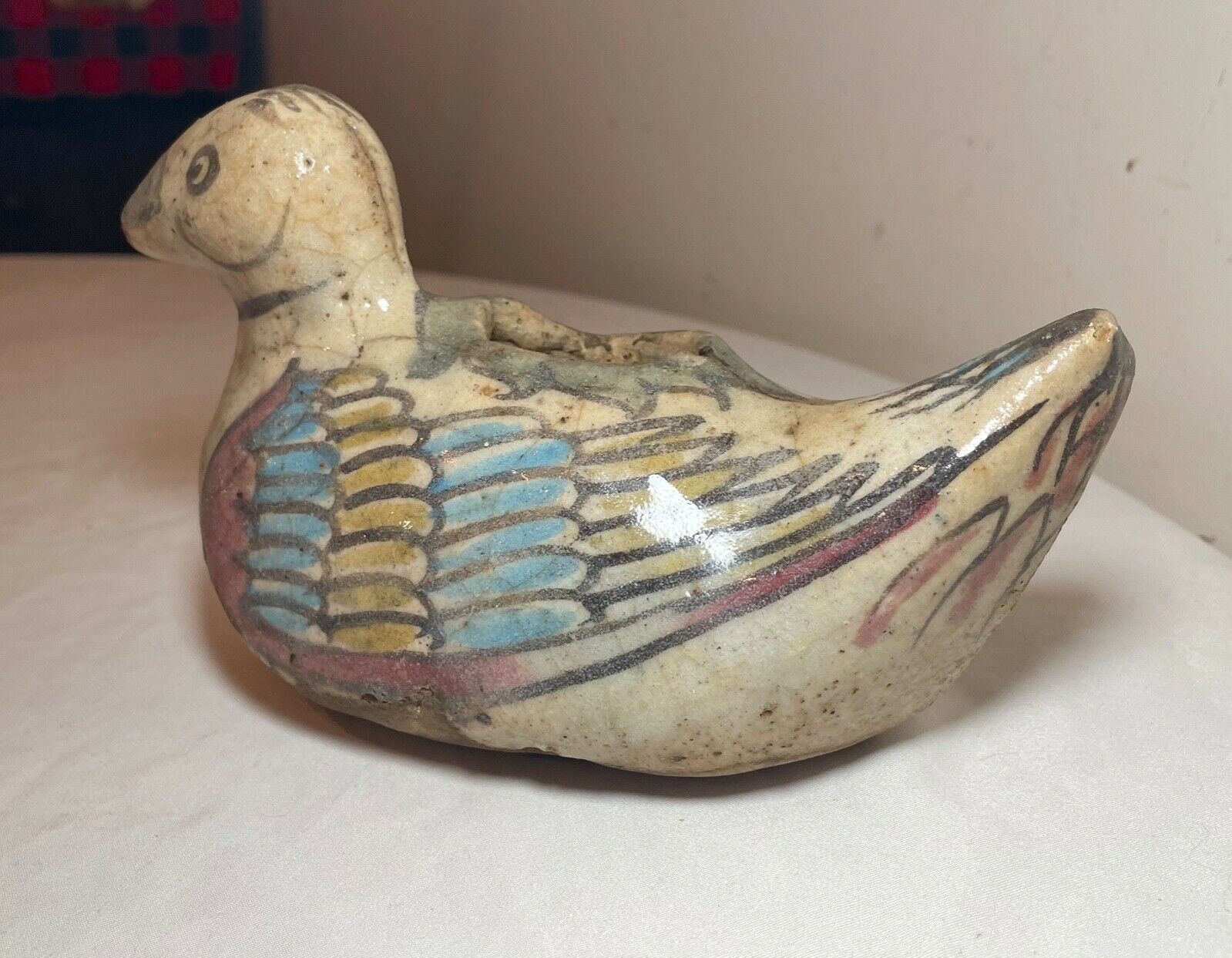 Antique 18th Century Handmade Middle Eastern Pottery Bird Vessel ...