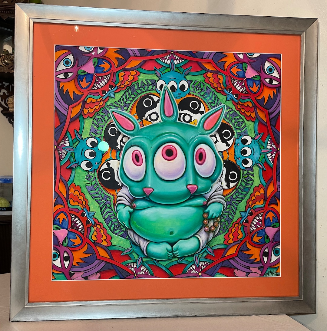 Rare ORIGINAL Ron English Mindful Rabbit 2020 Pop Surrealism Art Oil ...