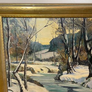 Antique Doris Davis Snow River Landscape Realism Expressionism Oil ...