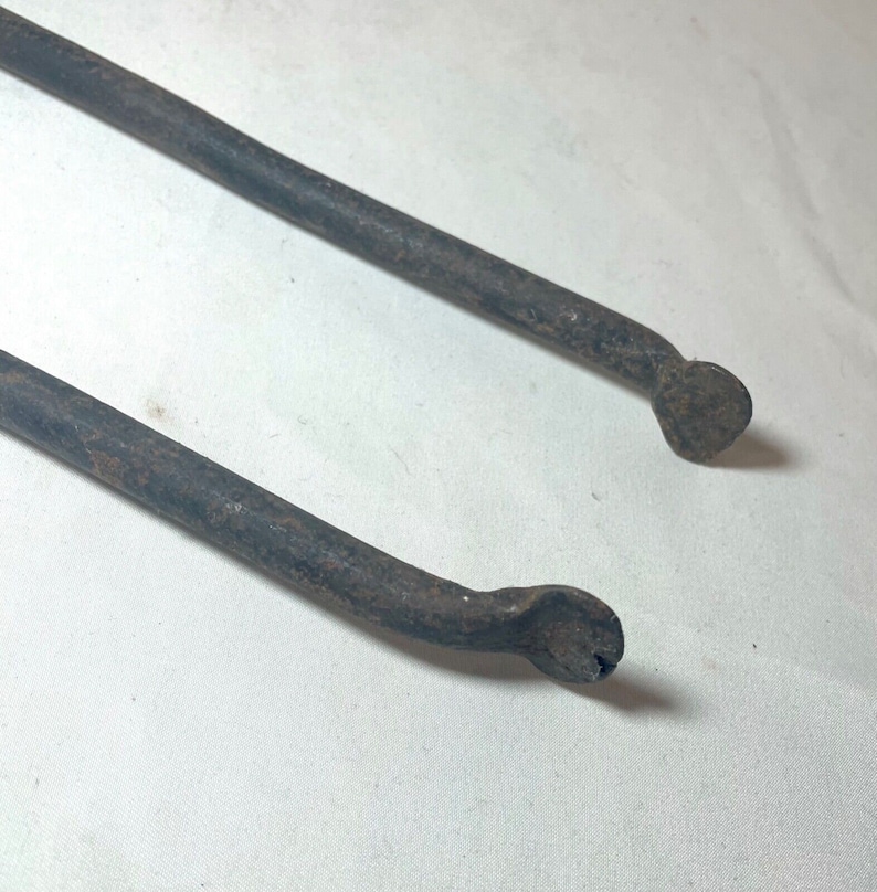 Rare Antique Handmade 18th Century Wrought Iron Fireplace Tongs Tool ...