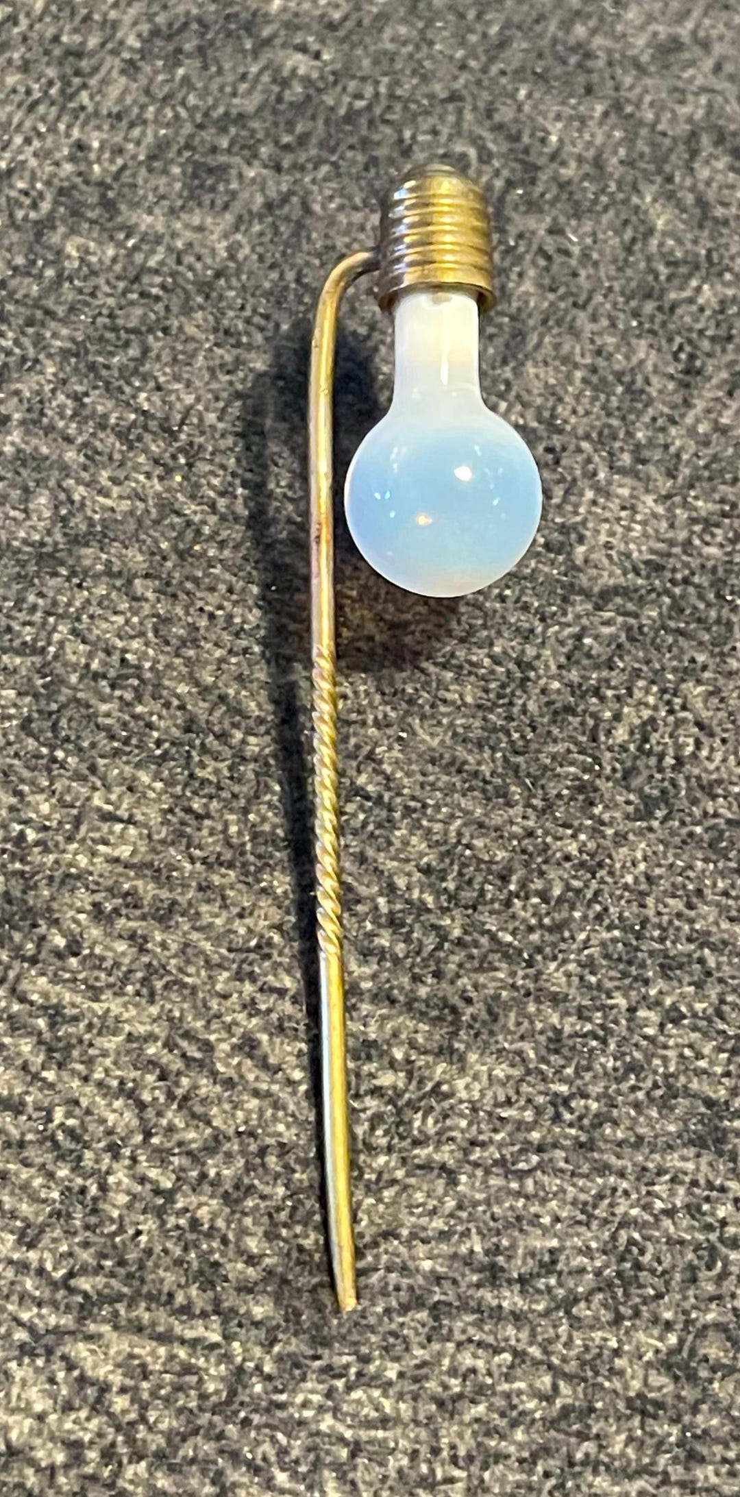 Antique Hand Blown Opalescent Light Bulb Yellow Gold Filled Stick Lapel ...
