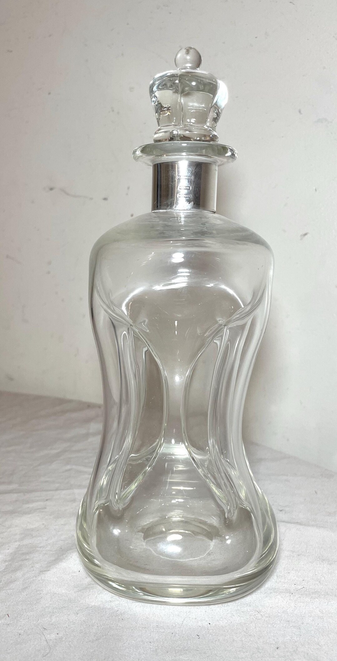 Antique E. Dragsted Hand Blown Glass Sterling Silver Glug Glug Liquor ...