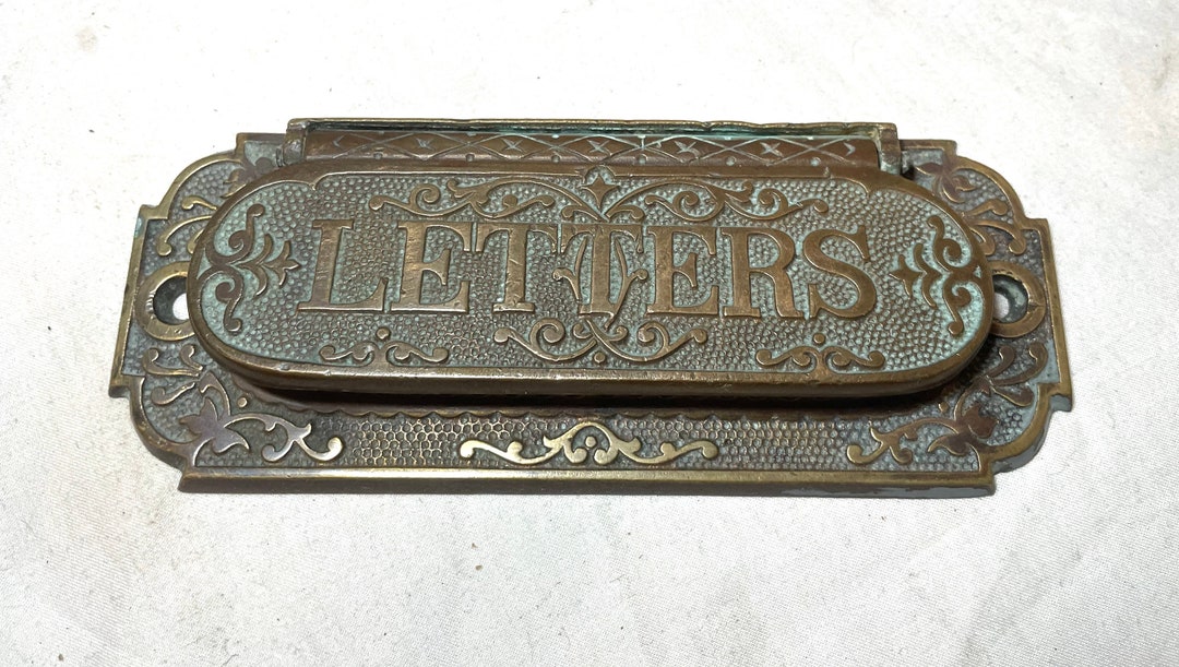 Antique Ornate Solid Brass Letter Mail Slot Door Mount Hardware Window ...