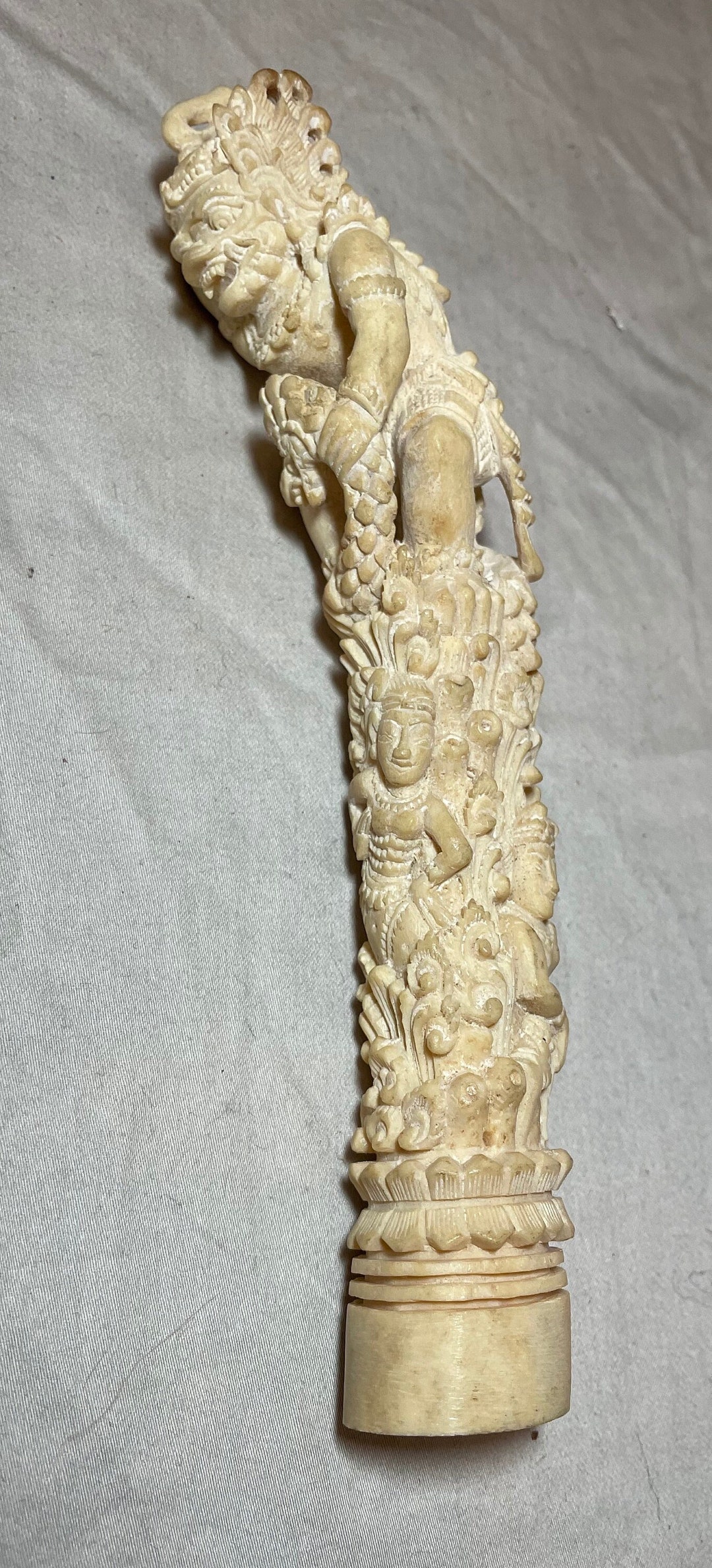 Vintage Carved Stag Deer Horn Antler Asian Indonesian Figural Cane ...
