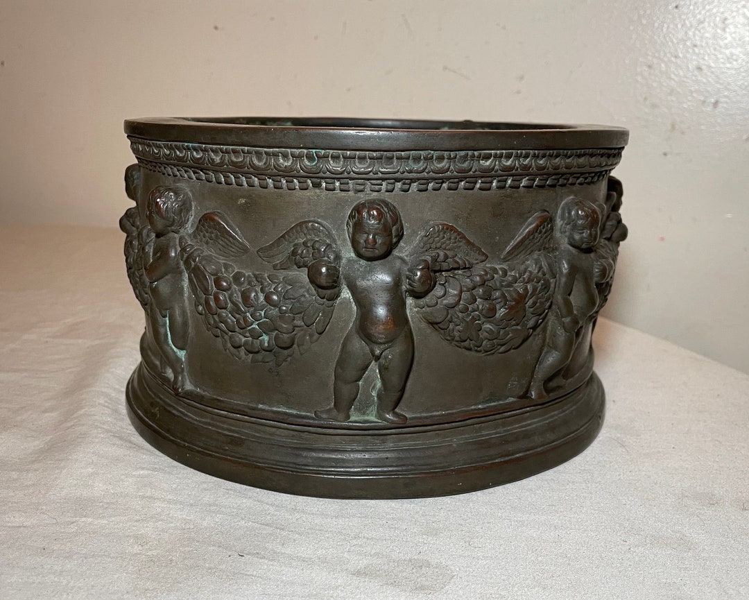 Antique Ornate Victorian Bronze Clad Angel Putti Cherub Dini Cellai ...