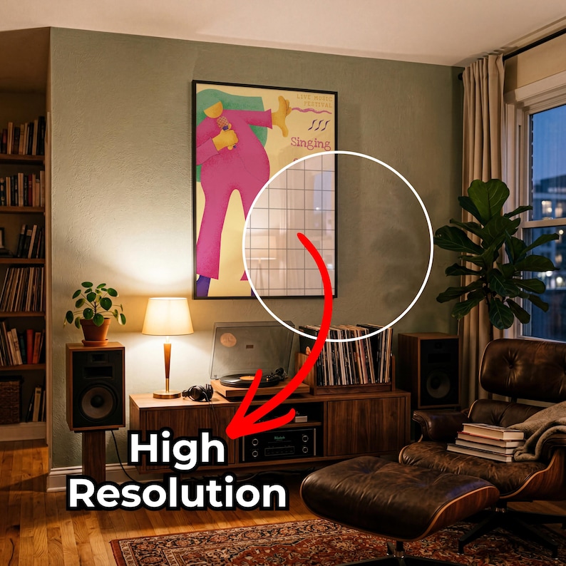 Living Room Vertical Frame Mockup | 4K Realistic Interior Scene (PSD ...