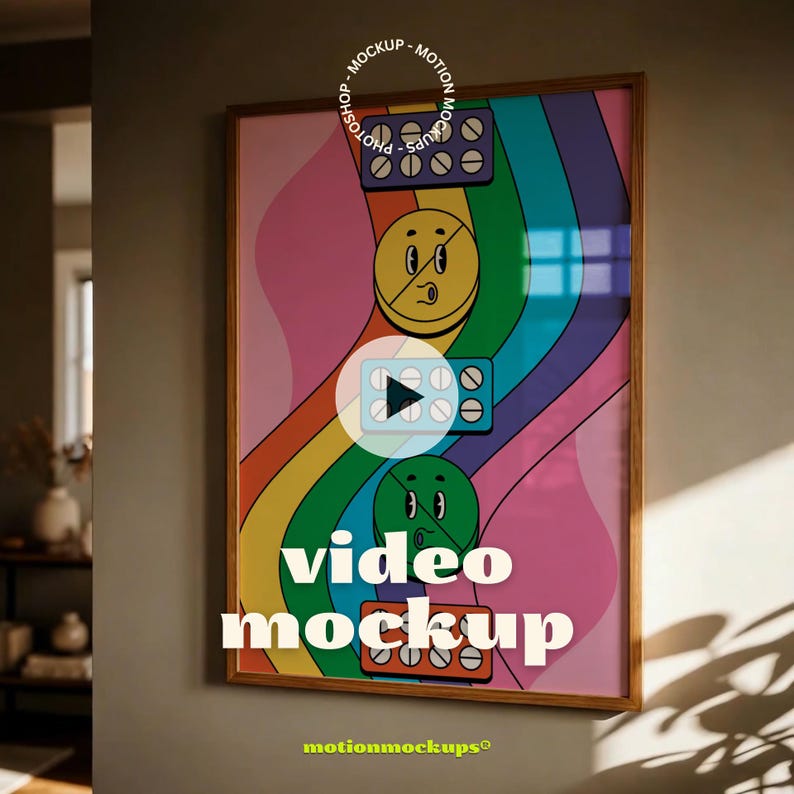 Animated Wall Art Video Mockup, Minimalist Interior (PSD .mp4) - Etsy