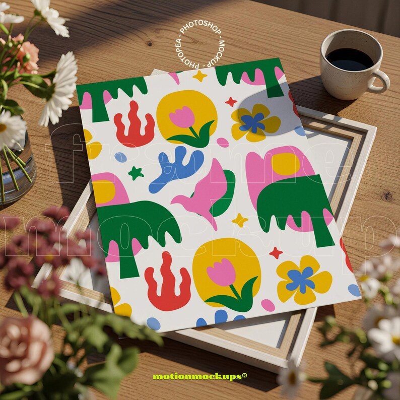 Close up Wood Frame Mockup, Flat Lay Poster Mockup, Art Print Mockup ...
