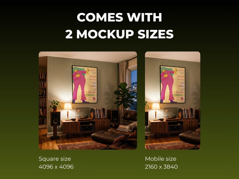 Living Room Vertical Frame Mockup | 4K Realistic Interior Scene (PSD ...