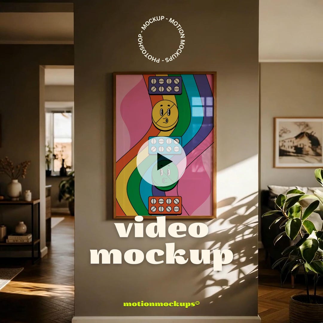 Animated Wall Art Video Mockup, Minimalist Interior (PSD .mp4) - Etsy