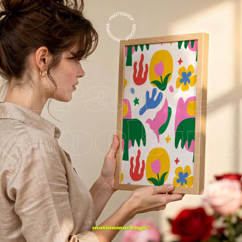 Hands Holding Vertical Frame Mockup, Hanging Frame Mockup, Close up ...