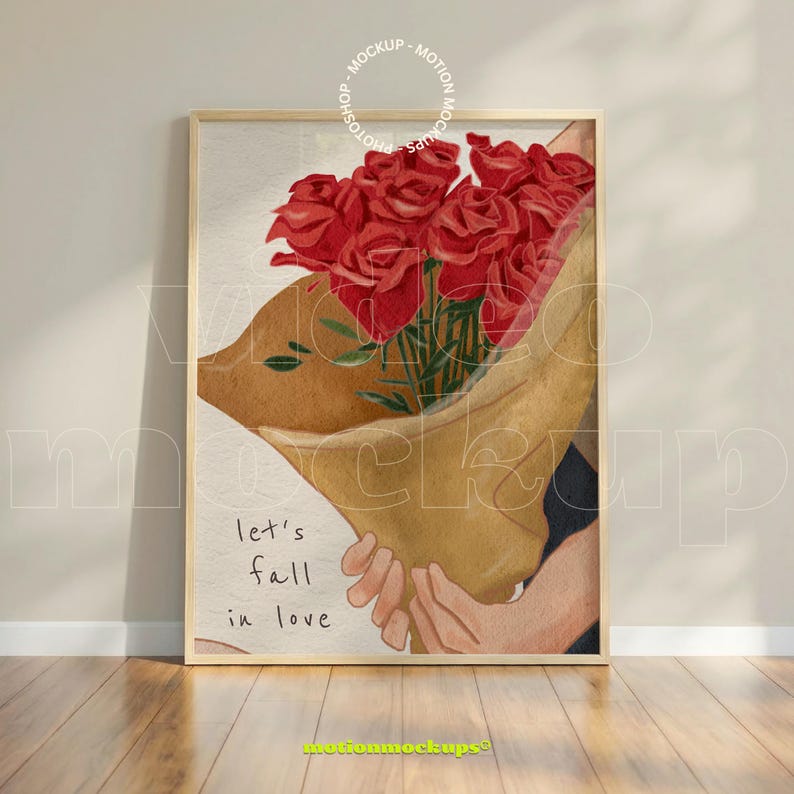 Editable Wall Color Video Frame Mockup | Animated Vertical Poster ...