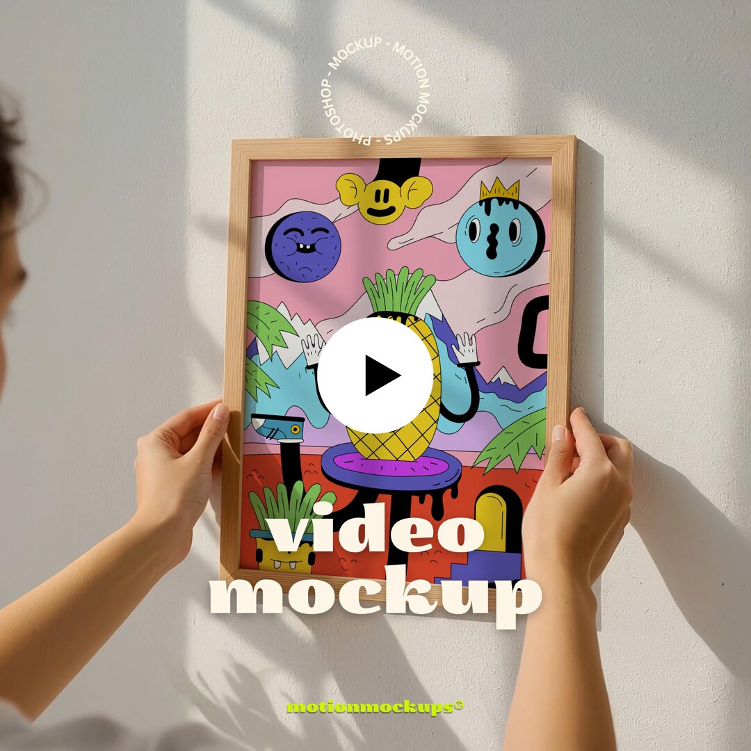 Animated Wall Art Video Mockup, Minimalist Interior, Vertical Poster ...