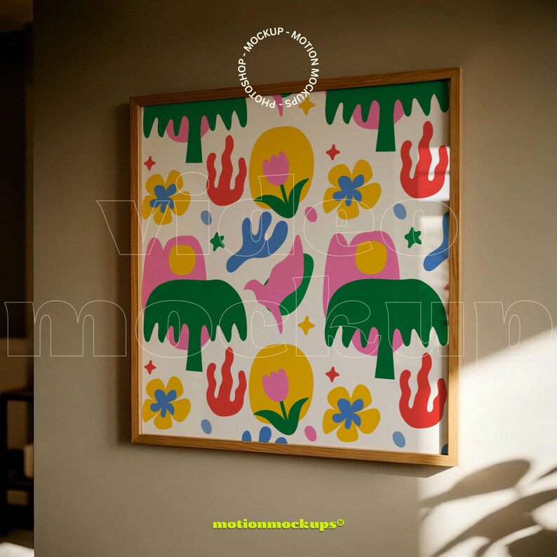 Square Animated Wall Art Video Mockup | 1:1 Video Frame Mockup ...
