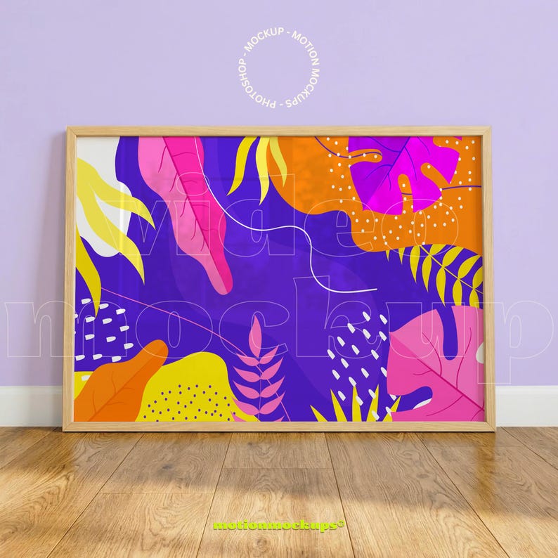 Editable Wall Color Video Frame Mockup | Animated Horizontal Poster ...