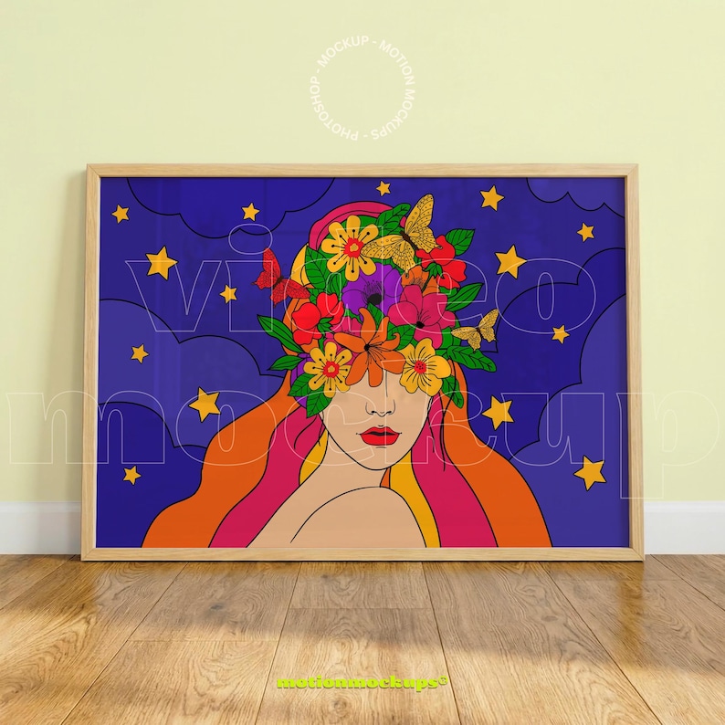 Editable Wall Color Video Frame Mockup | Animated Horizontal Poster ...