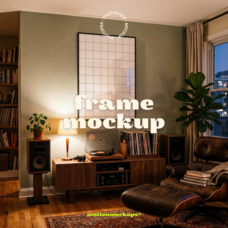 Living Room Vertical Frame Mockup | 4K Realistic Interior Scene (PSD ...