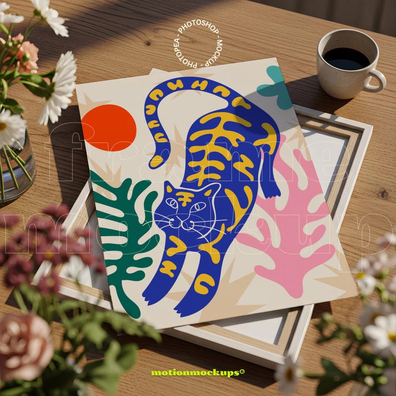 Close up Wood Frame Mockup, Flat Lay Poster Mockup, Art Print Mockup ...