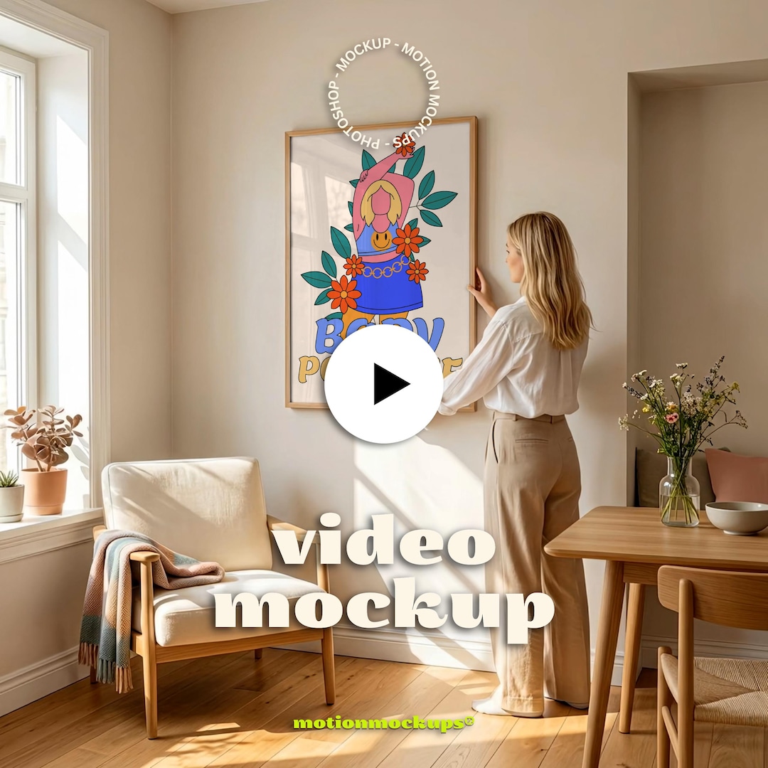Animated Wall Art Mockup | Vertical Frame Video (PSD + MP4) - Etsy