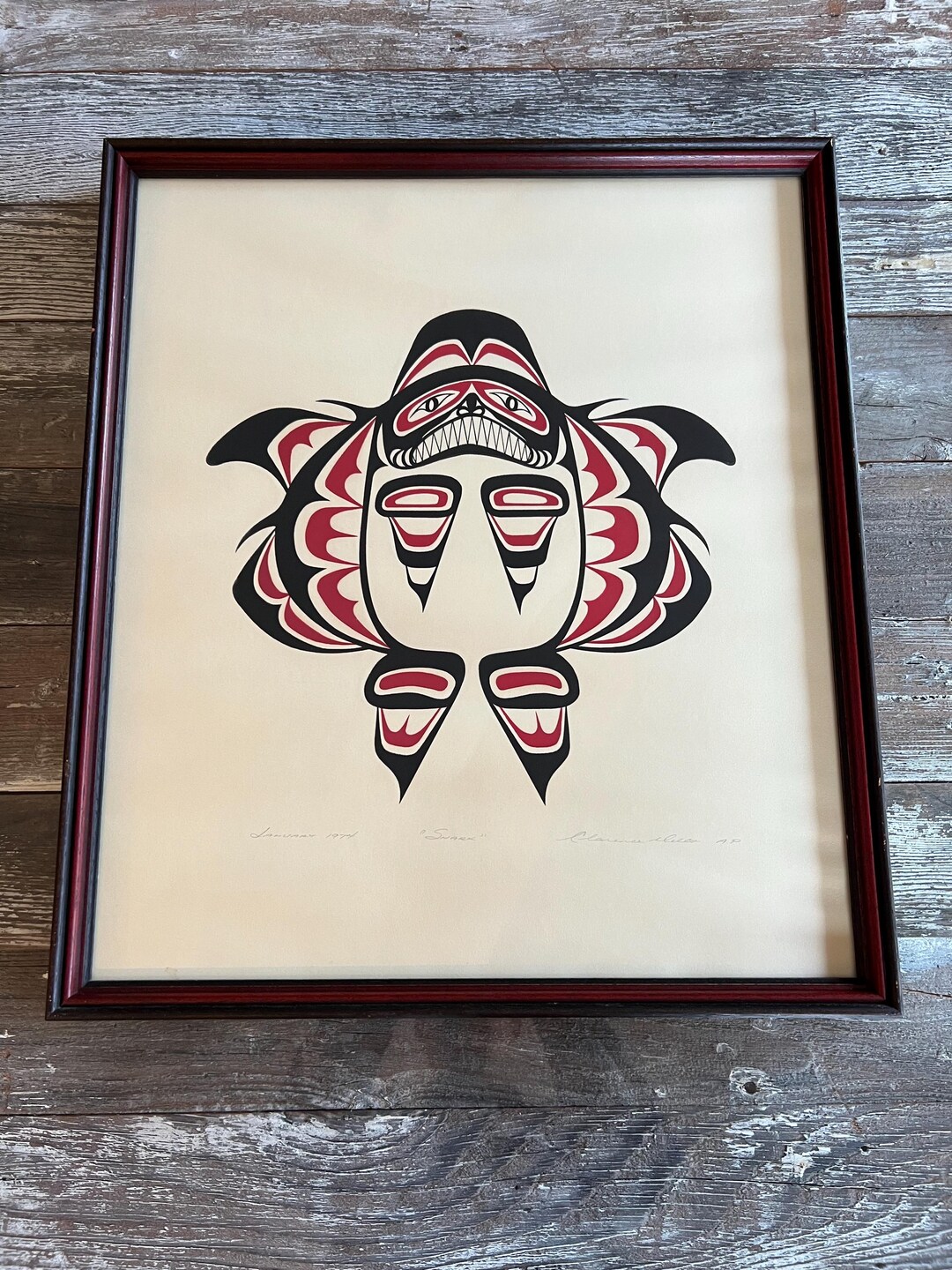 Clarence A. Wells Artist Proof • “swan” 1974 • Signed Northwest Coast ...