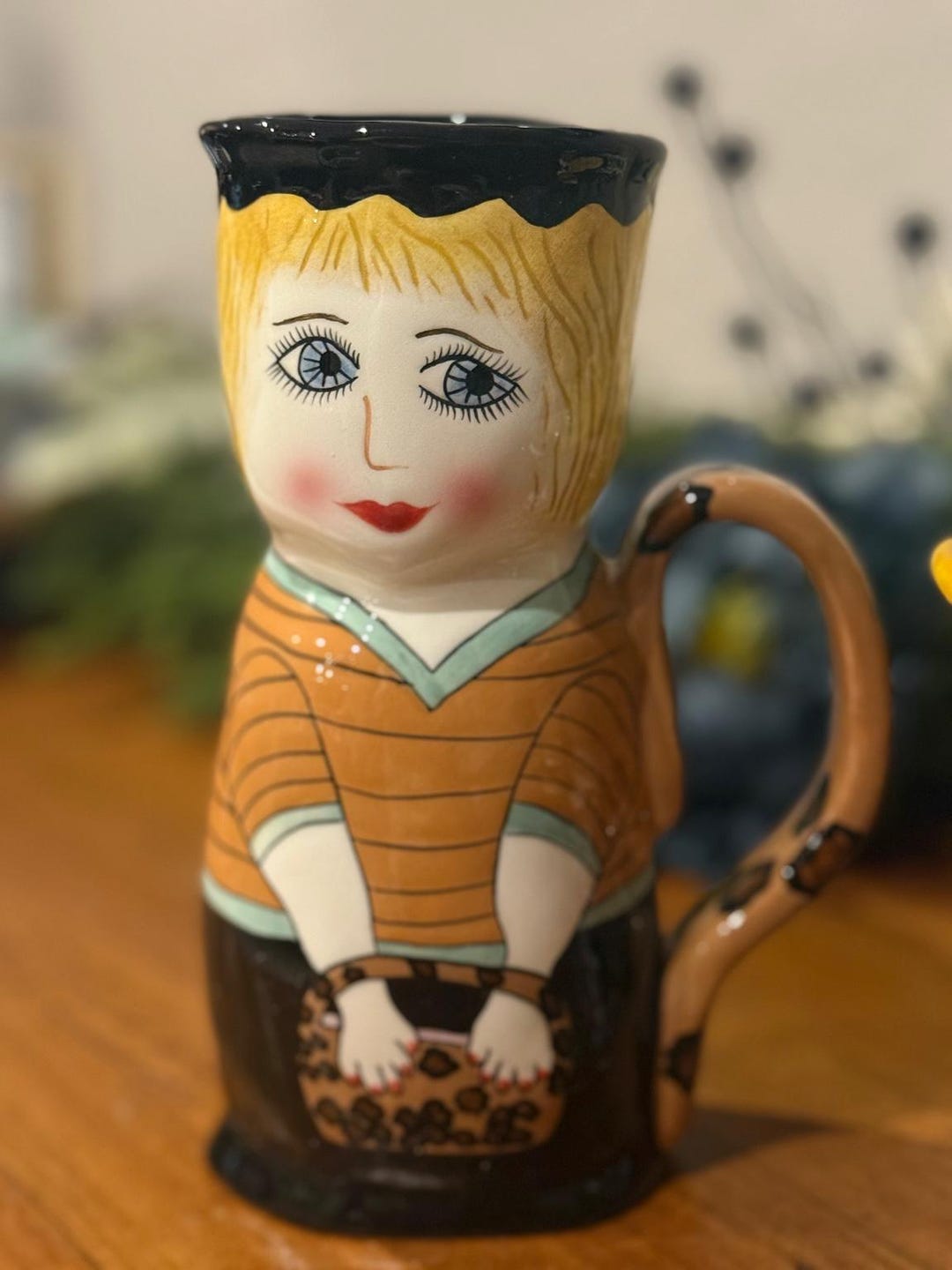 Susan Paley Ganz Figural Lady Mug • Whimsical Hand-painted Ceramic ...
